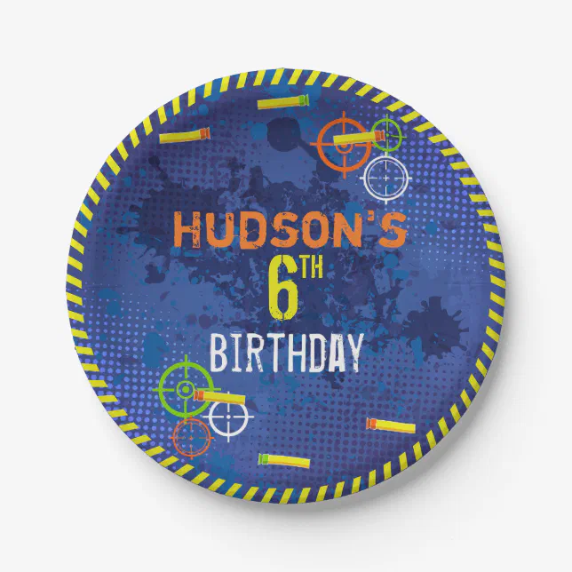 Dart Birthday Party Wars Food Paper Plates | Zazzle