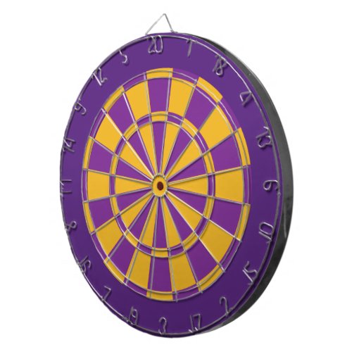 Dart Board: Gold, Purple, And Dark Purple Dartboard With Darts | Zazzle