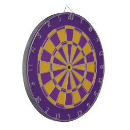 Dart Board: Gold, Purple, And Dark Purple Dartboard With Darts | Zazzle
