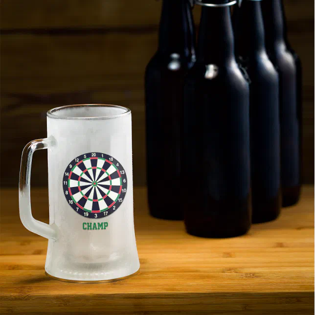 Dart Board Personalized Frosted Glass Beer Mug | Zazzle