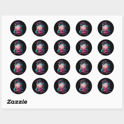 Dart Girl Throwing Dartboard 180 Darts Classic Round Sticker | Zazzle