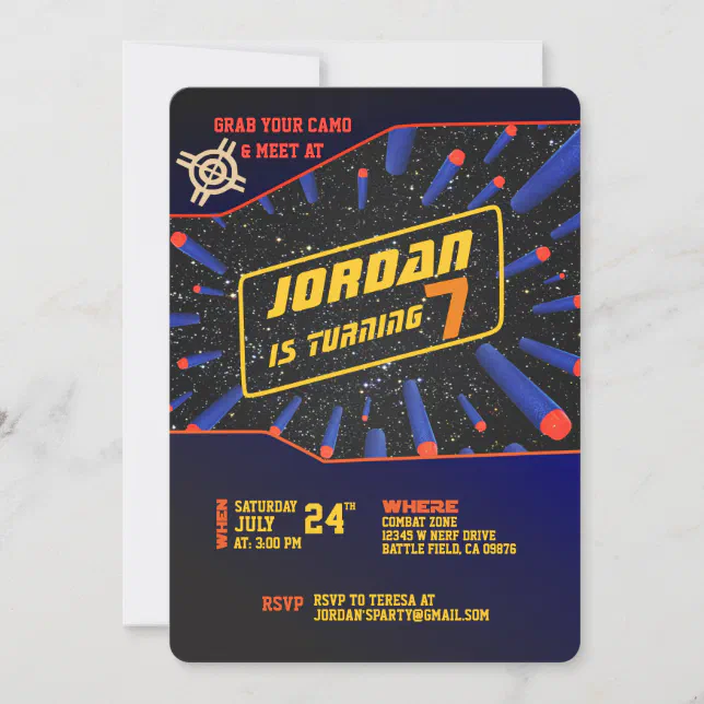 Dart Gun Invitation | Zazzle