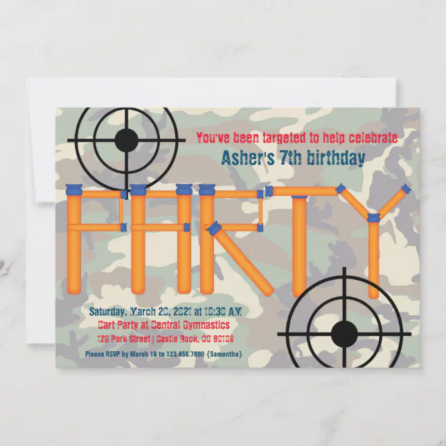 Dart Party Birthday Invitation | Zazzle