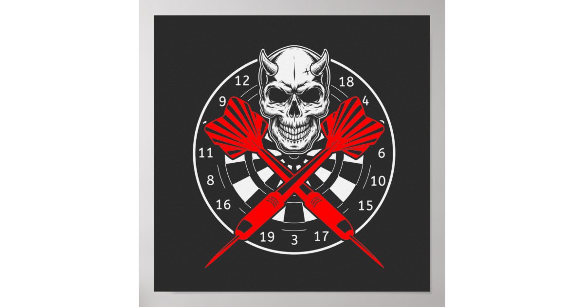 Dartboard Darts Skull Poster | Zazzle