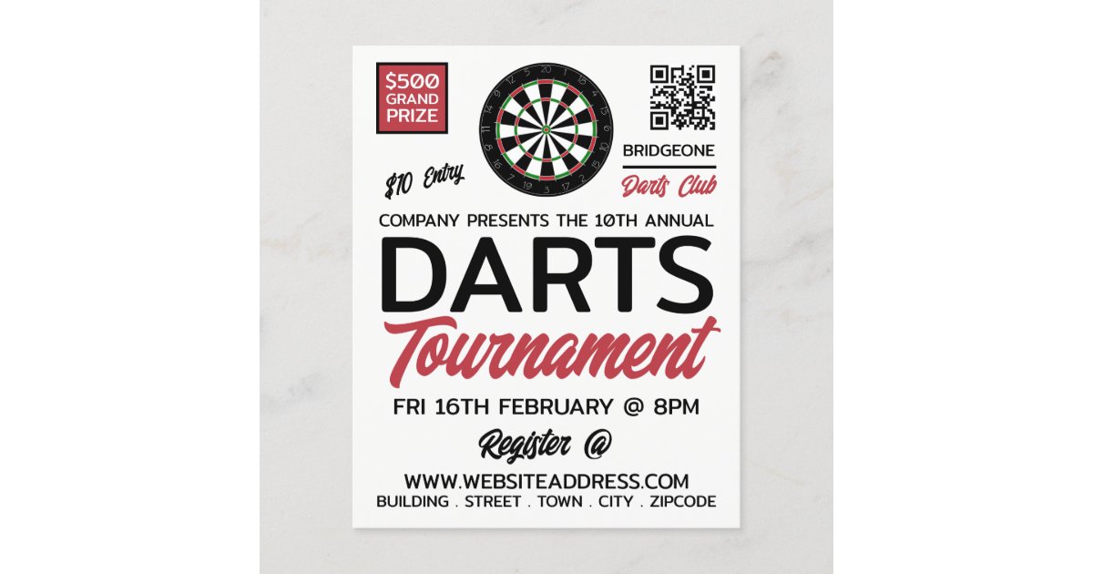 Dartboard Logo Design, Darts Tournament Advert Flyer | Zazzle
