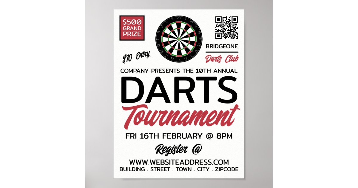 Dartboard Logo Design, Darts Tournament Advert Poster | Zazzle