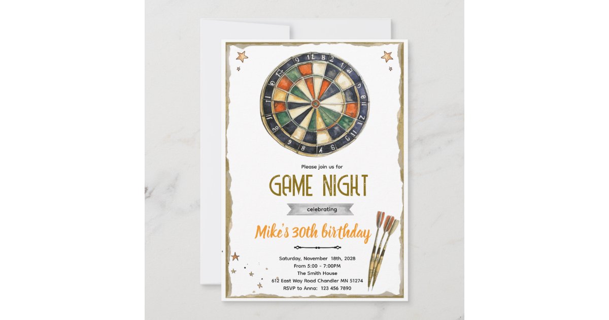 Darts Birthday party Invitation | Zazzle