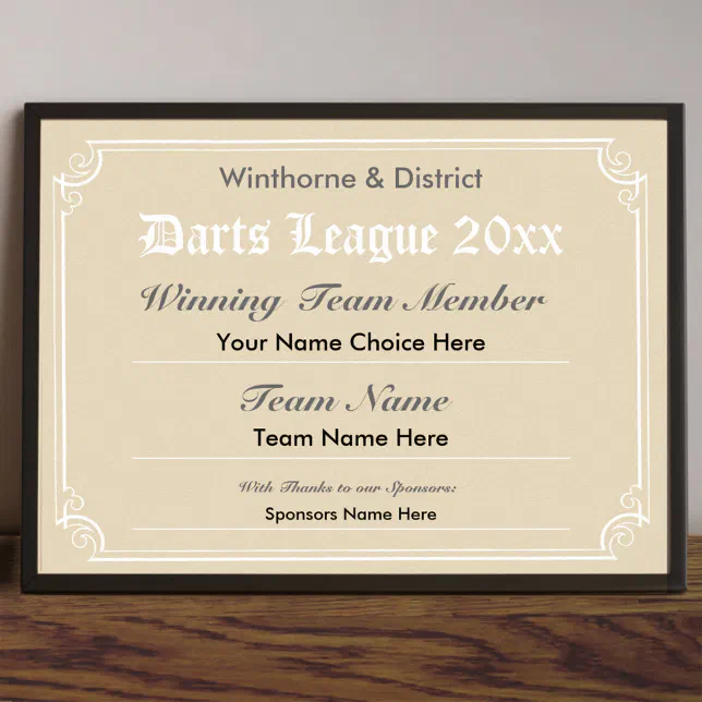 Darts Competition Certificate Poster | Zazzle