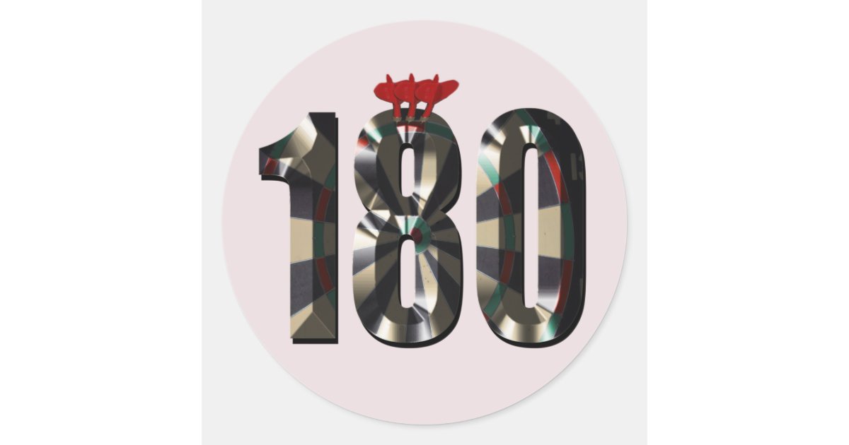 Darts Perfect Score One Hundred And Eighty, Classic Round Sticker | Zazzle