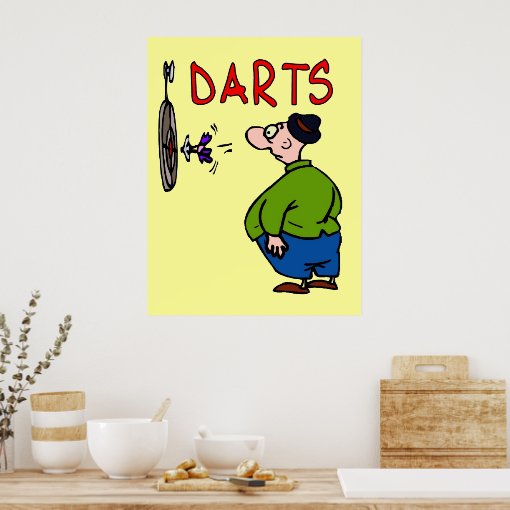 Darts Player Cartoon Poster | Zazzle