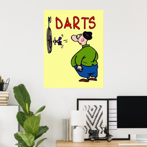 Darts Player Cartoon Poster | Zazzle