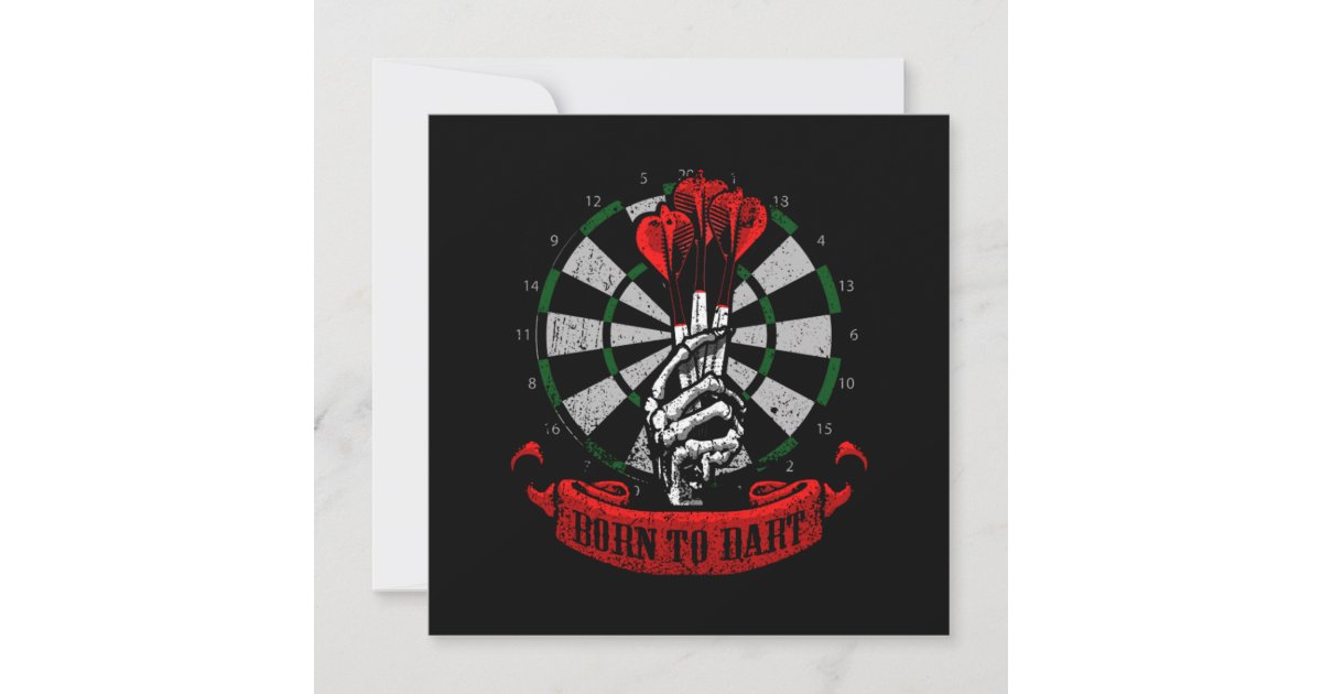 Darts Skeleton Hand Born To Dart Gift Idea Invitation | Zazzle