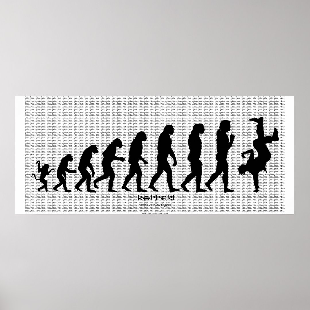 Darwinian Evolution of Rap "RAPPER" Art Poster | Zazzle