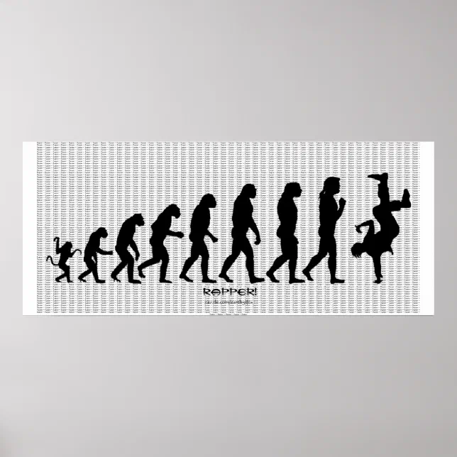 Darwinian Evolution of Rap "RAPPER" Art Poster | Zazzle