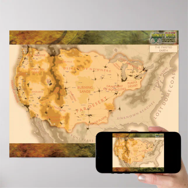 Darwin's World Twisted Earth Map w/background Poster | Zazzle