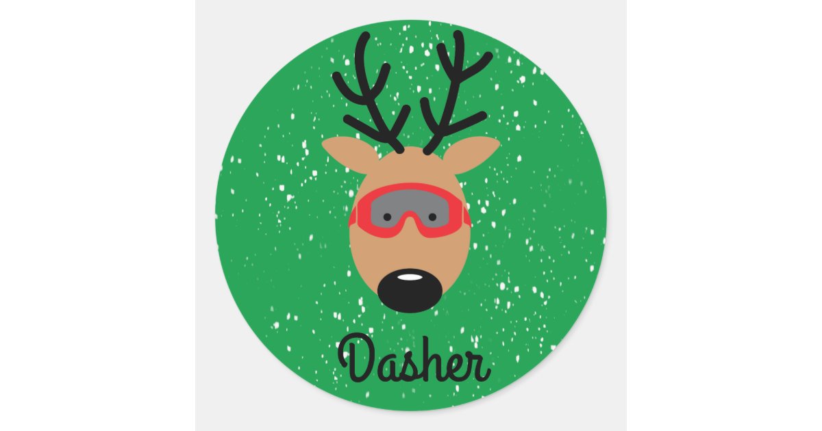 Dasher Reindeer Classic Round Sticker | Zazzle