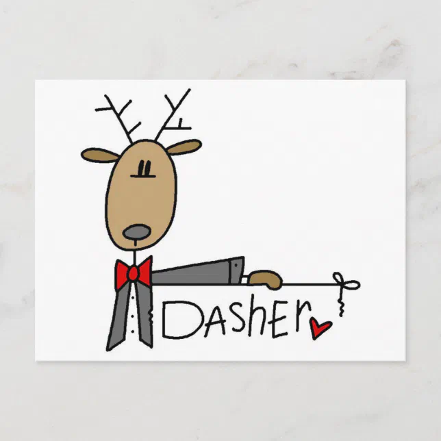 Dasher Reindeer Tshirts and Gifts Postcard | Zazzle