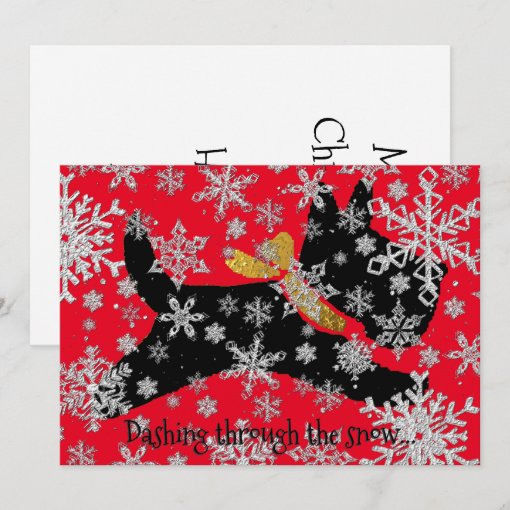 Dashing Scottie Dog Personalize Holiday Card | Zazzle