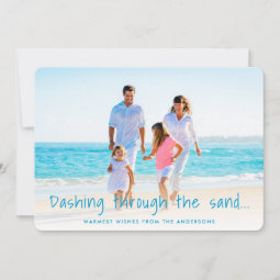 Dashing Through The Sand Beach Photo Holiday Card | Zazzle