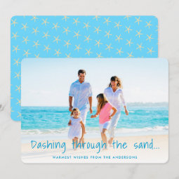 Dashing Through The Sand Beach Photo Holiday Card | Zazzle