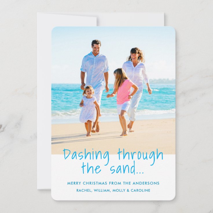 Dashing Through The Sand Coastal Chic Photo Holiday Card | Zazzle
