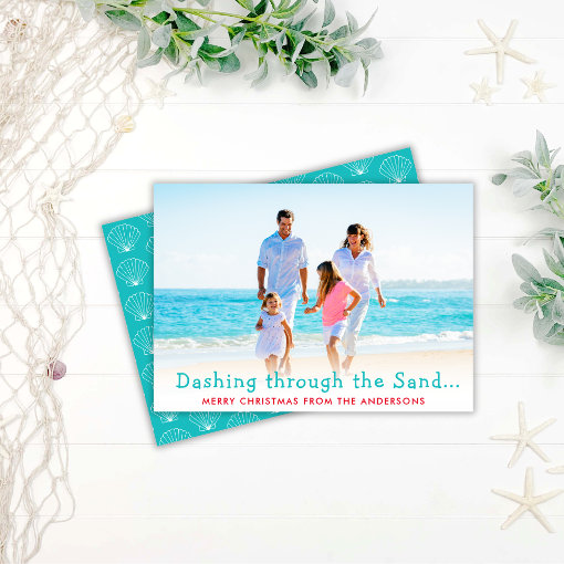 Dashing Through The Sand Holiday Photo Card | Zazzle