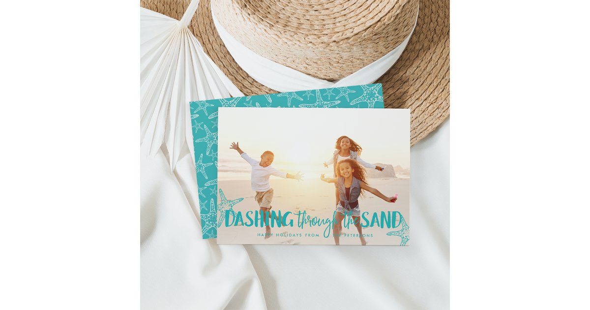 Dashing Through the Sand | Holiday Photo Card | Zazzle