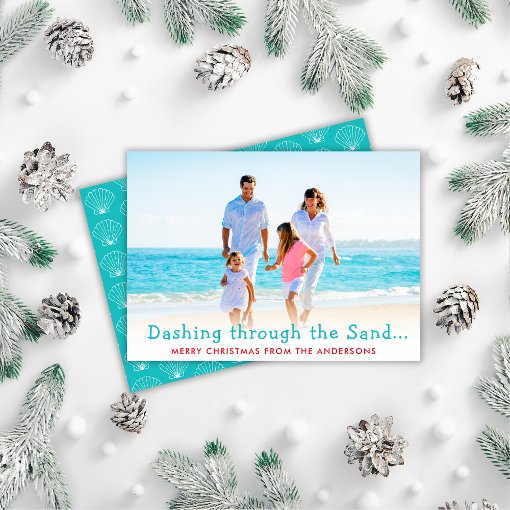 Dashing Through The Sand Holiday Photo Card | Zazzle
