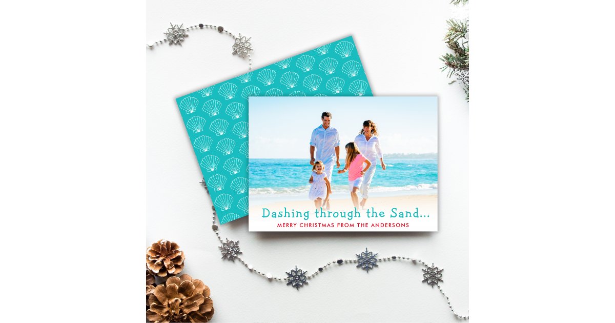 Dashing Through The Sand Holiday Photo Card | Zazzle