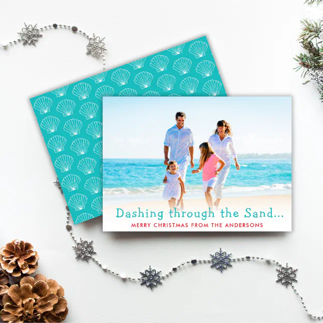 Dashing Through The Sand Holiday Photo Card | Zazzle