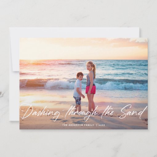 Dashing Through The Sand Vacation Photo Holiday Card | Zazzle