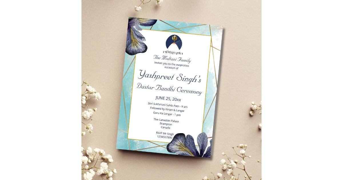Dastar Bandi invitation card template | Zazzle