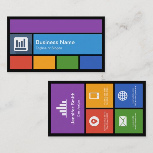 Data Analyst - Colorful Tiles Creative Business Card | Zazzle