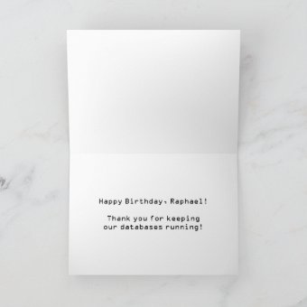 Database Administrator (DBA) "HAPPY BIRTHDAY" Card | Zazzle