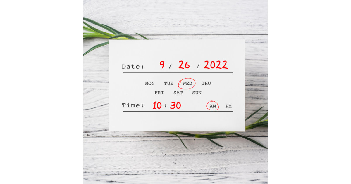 Date and Time Rubber Stamp | Zazzle