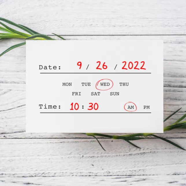 Date and Time Rubber Stamp | Zazzle