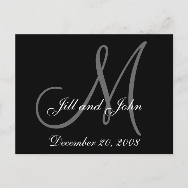Date, First Names and Initial Monogram Postcard | Zazzle