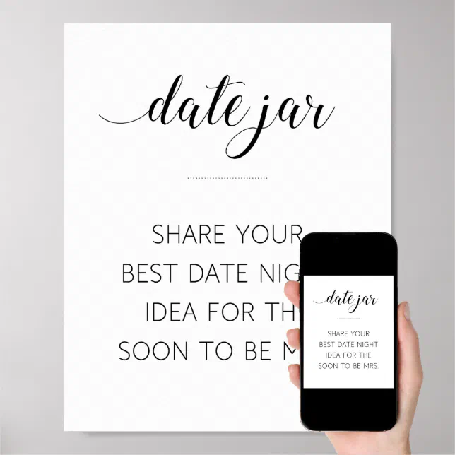 Date Idea For Wedding Couple Elegant Bridal Shower Poster | Zazzle