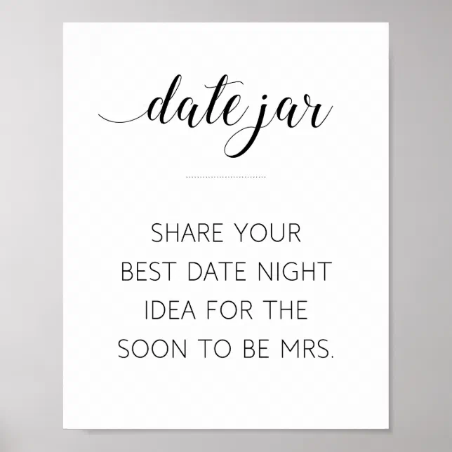Date Idea For Wedding Couple Elegant Bridal Shower Poster | Zazzle