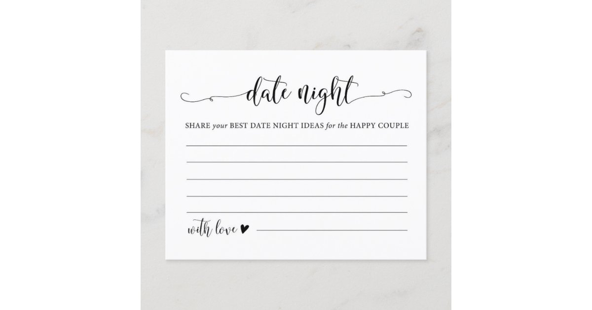 Date Jar Wedding Advice Date Night Ideas Card | Zazzle