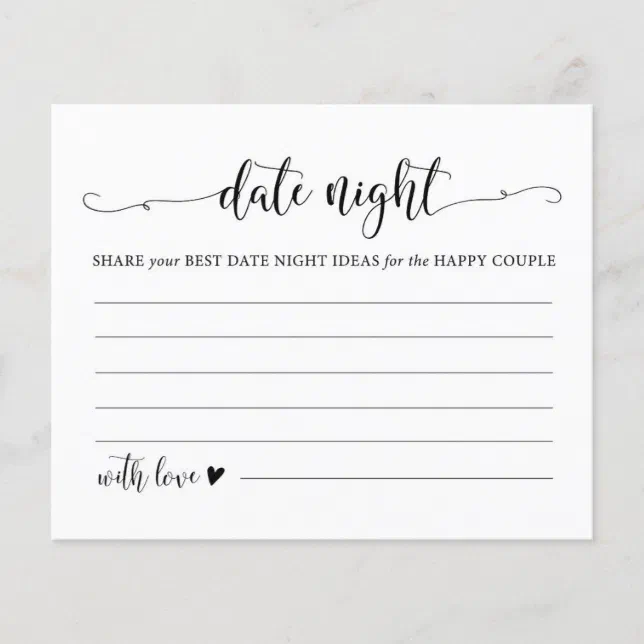Date Jar Wedding Advice Date Night Ideas Card | Zazzle