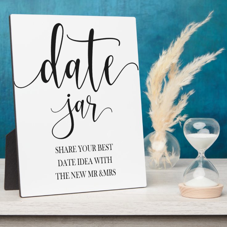 Date jar wedding sign Tabletop Plaque with Easel | Zazzle