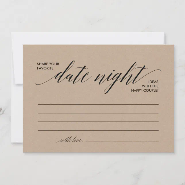 Date Night Card template, date night ideas (Kraft) | Zazzle