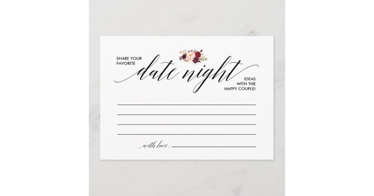 Date Night Card template, date night ideas v3 | Zazzle.com