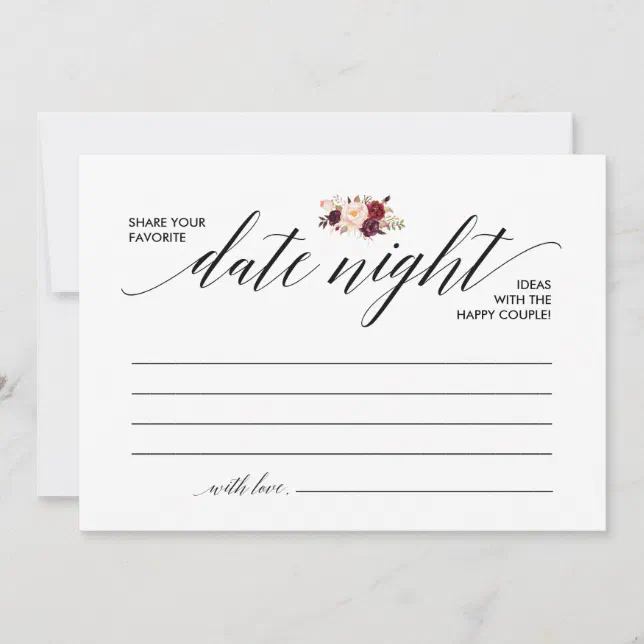 Date Night Card template, date night ideas v3 | Zazzle