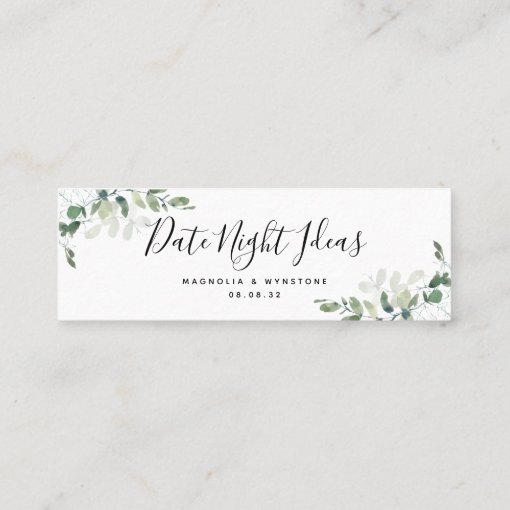 Date Night Ideas Eucalyptus Bridal Shower Wedding Calling Card | Zazzle