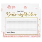 Custom Date Night Ideas Card Bridal Shower Game | Zazzle.com