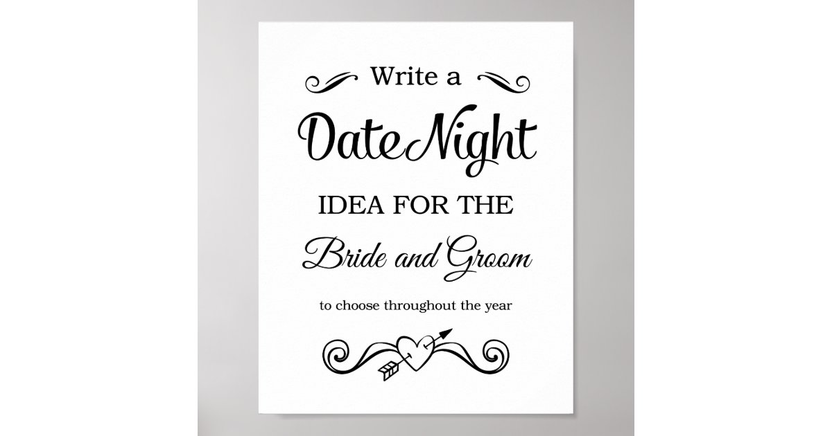Date Night Ideas Wedding Poster | Zazzle