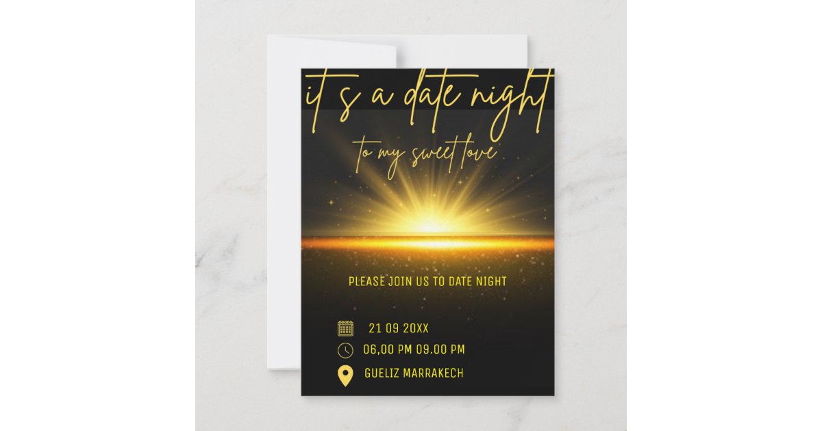 Date Night Invite Dinner Invitation,Date Dinner Te | Zazzle