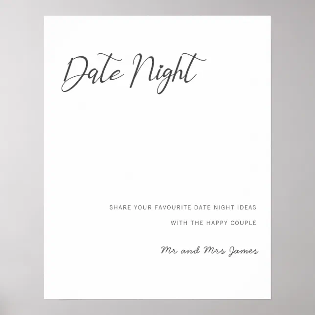 Date Night Jar Sign Wedding Advice Shower Cute | Zazzle